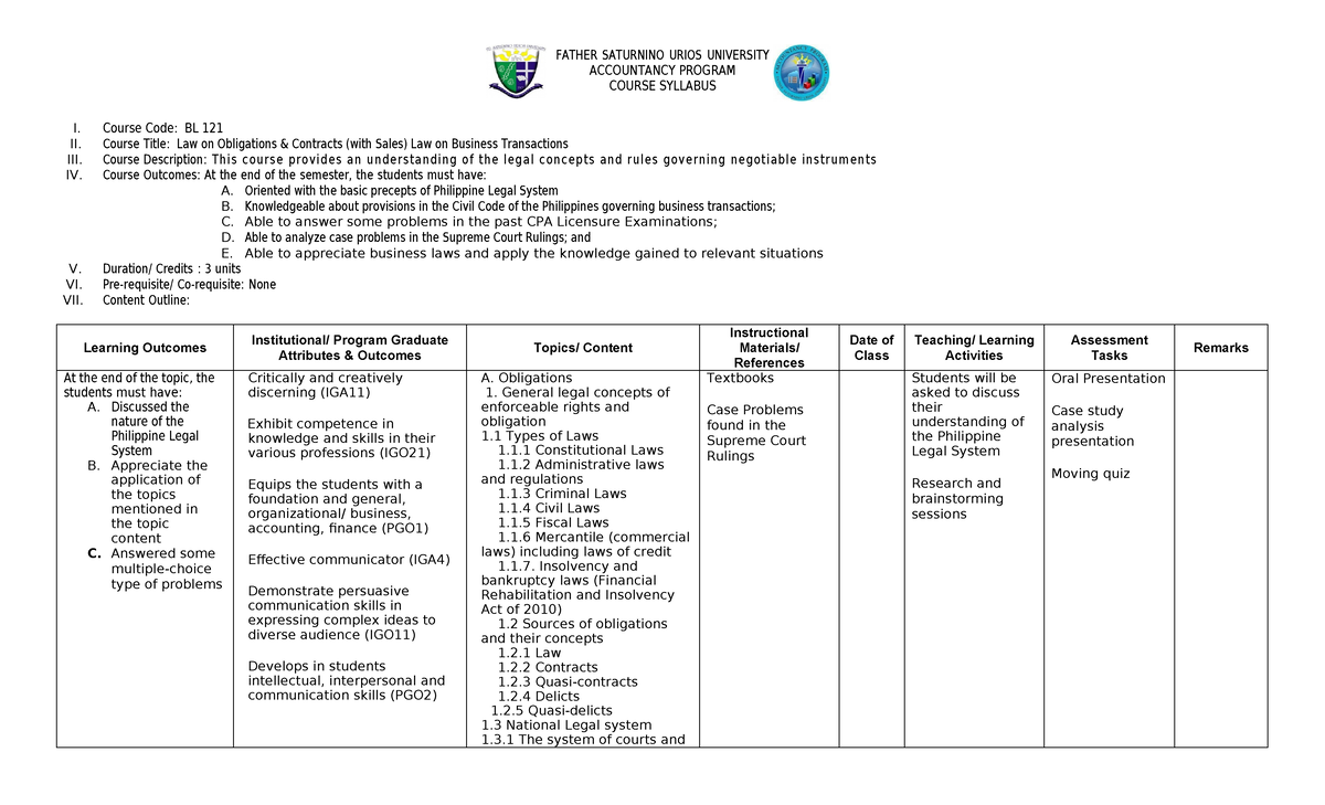1 - Format - FATHER SATURNINO URIOS UNIVERSITY ACCOUNTANCY PROGRAM ...
