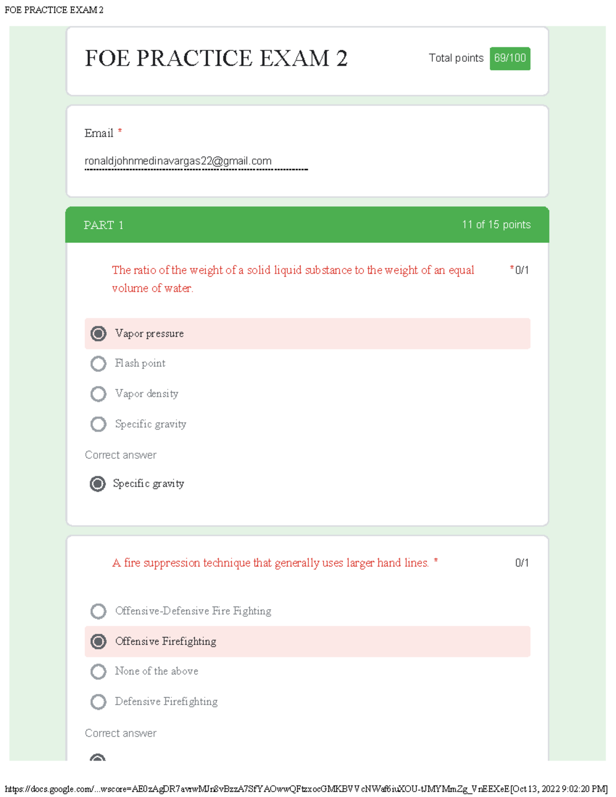 FOE Practice EXAM 2 - Fire Officer Examination - Email ...
