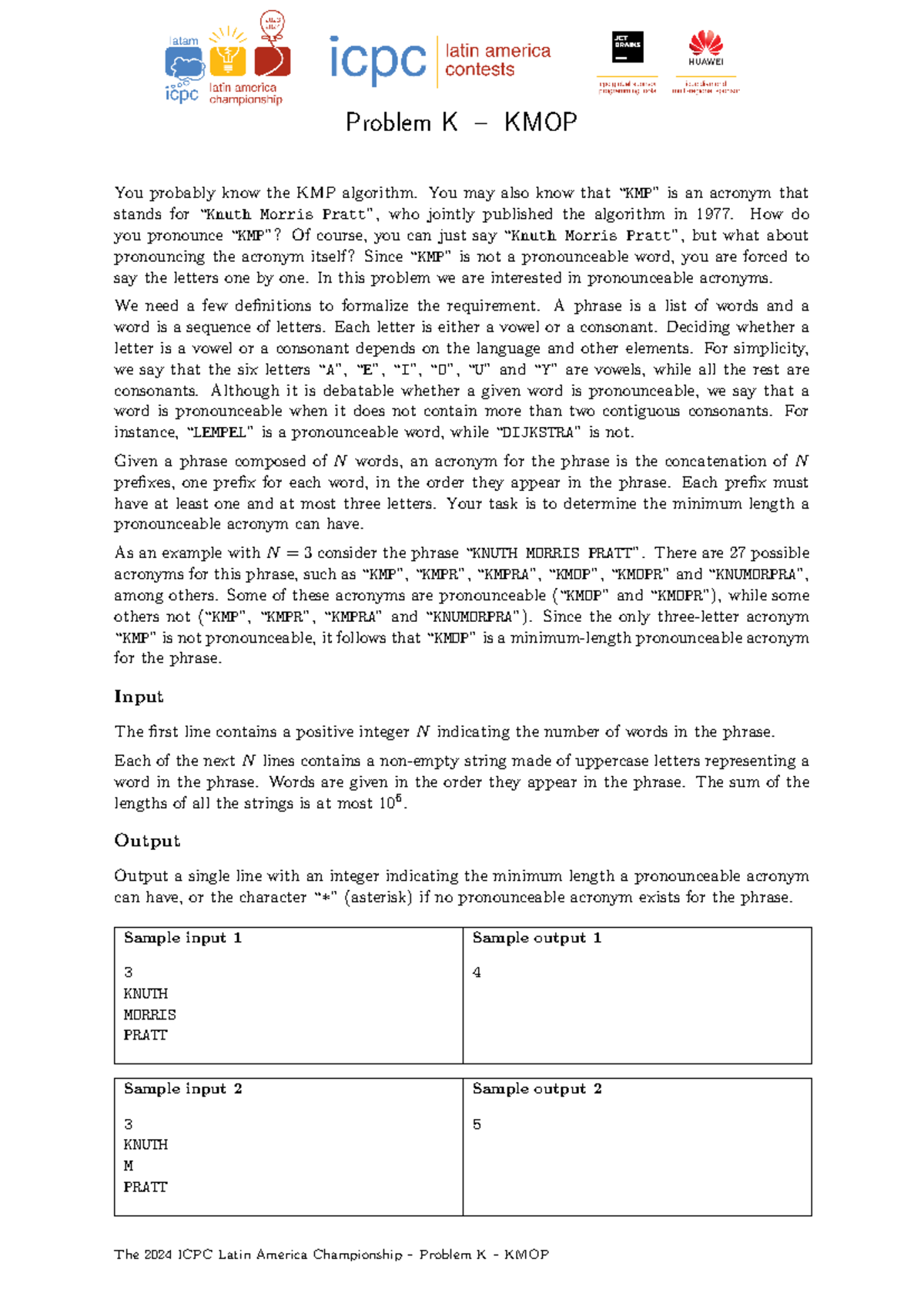 Kanban ejercicio completo - Problem K – KMOP You probably know the KMP ...