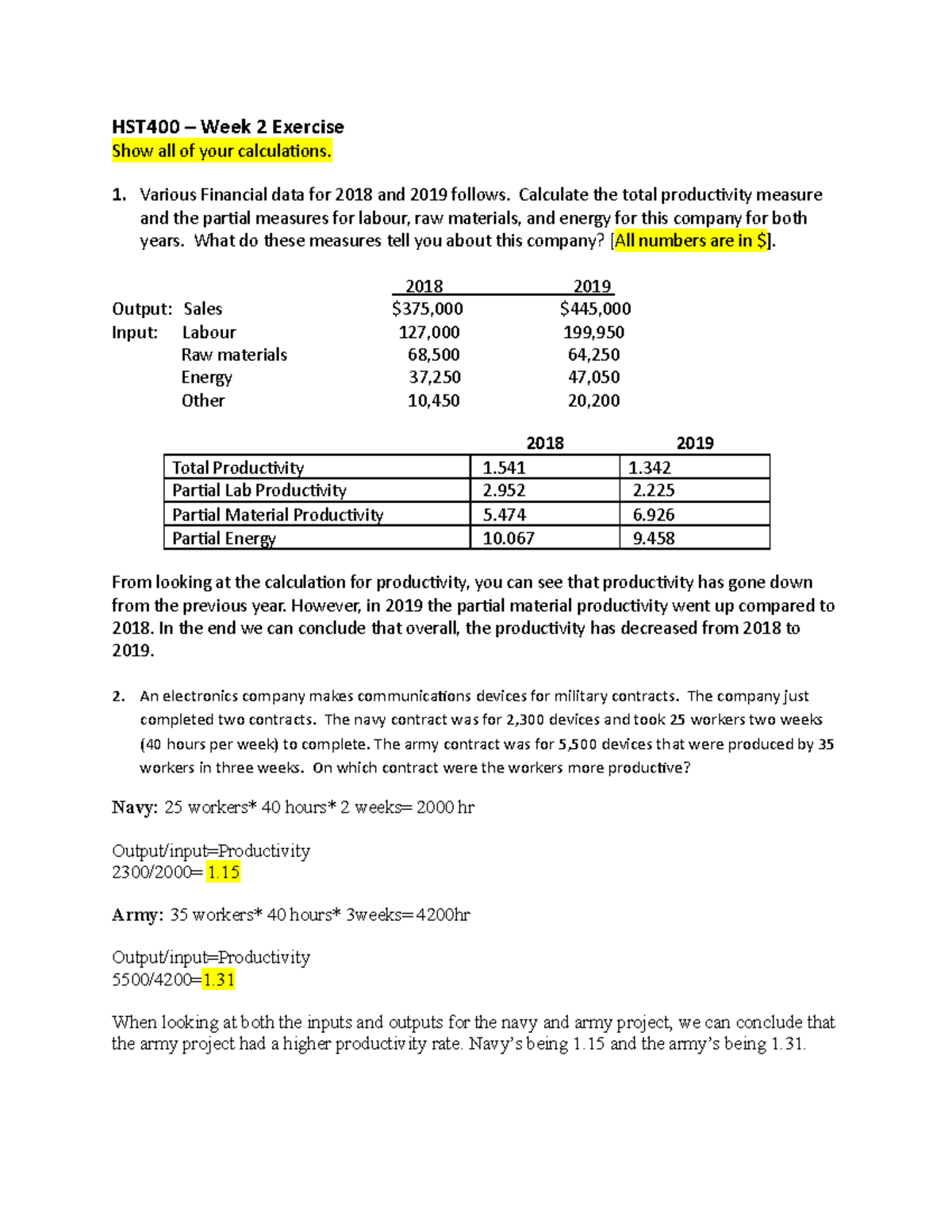 Week 2 Exercise Good luck bro - HST400 – Week 2 Exercise Show all of ...