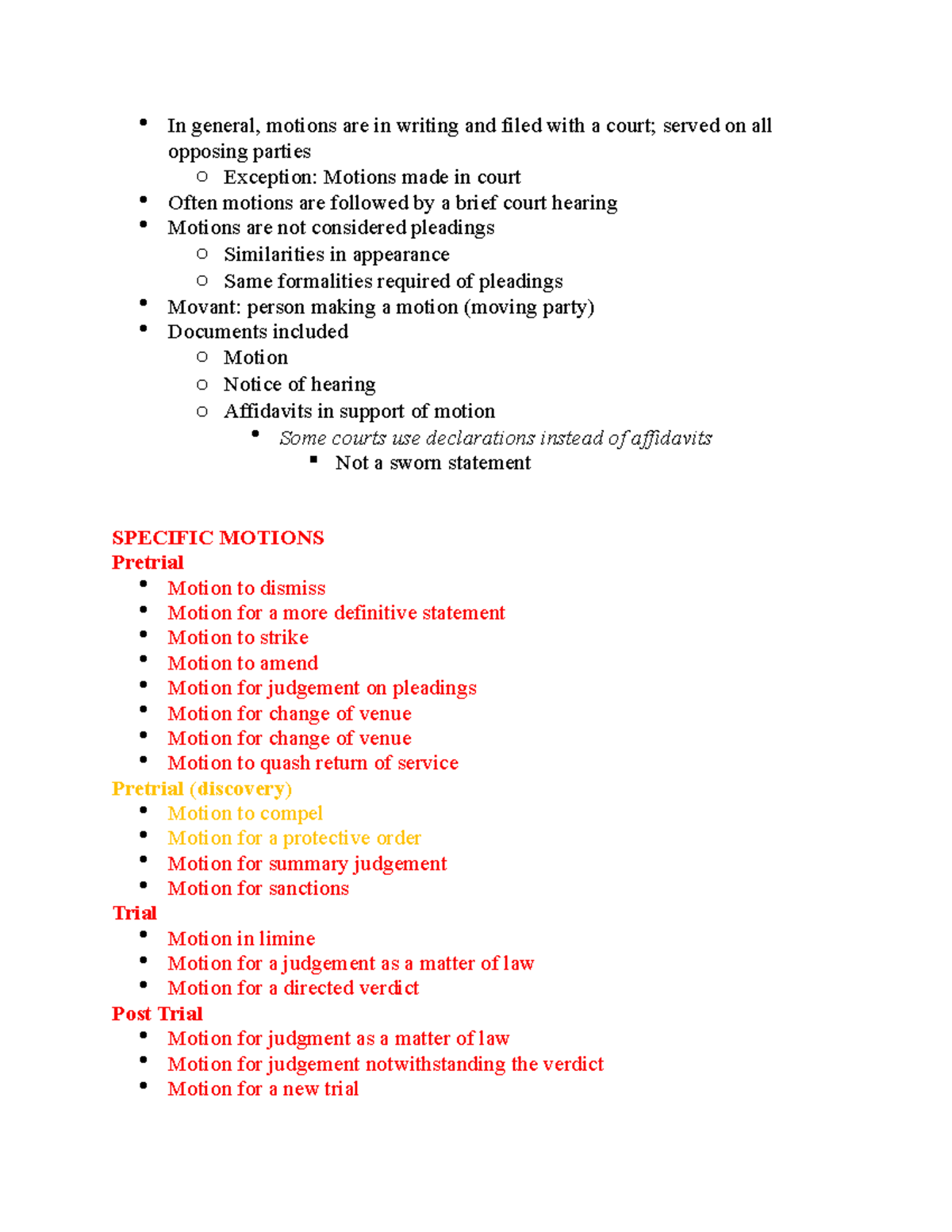 ITP Motion Practice - In general, motions are in writing and filed with ...