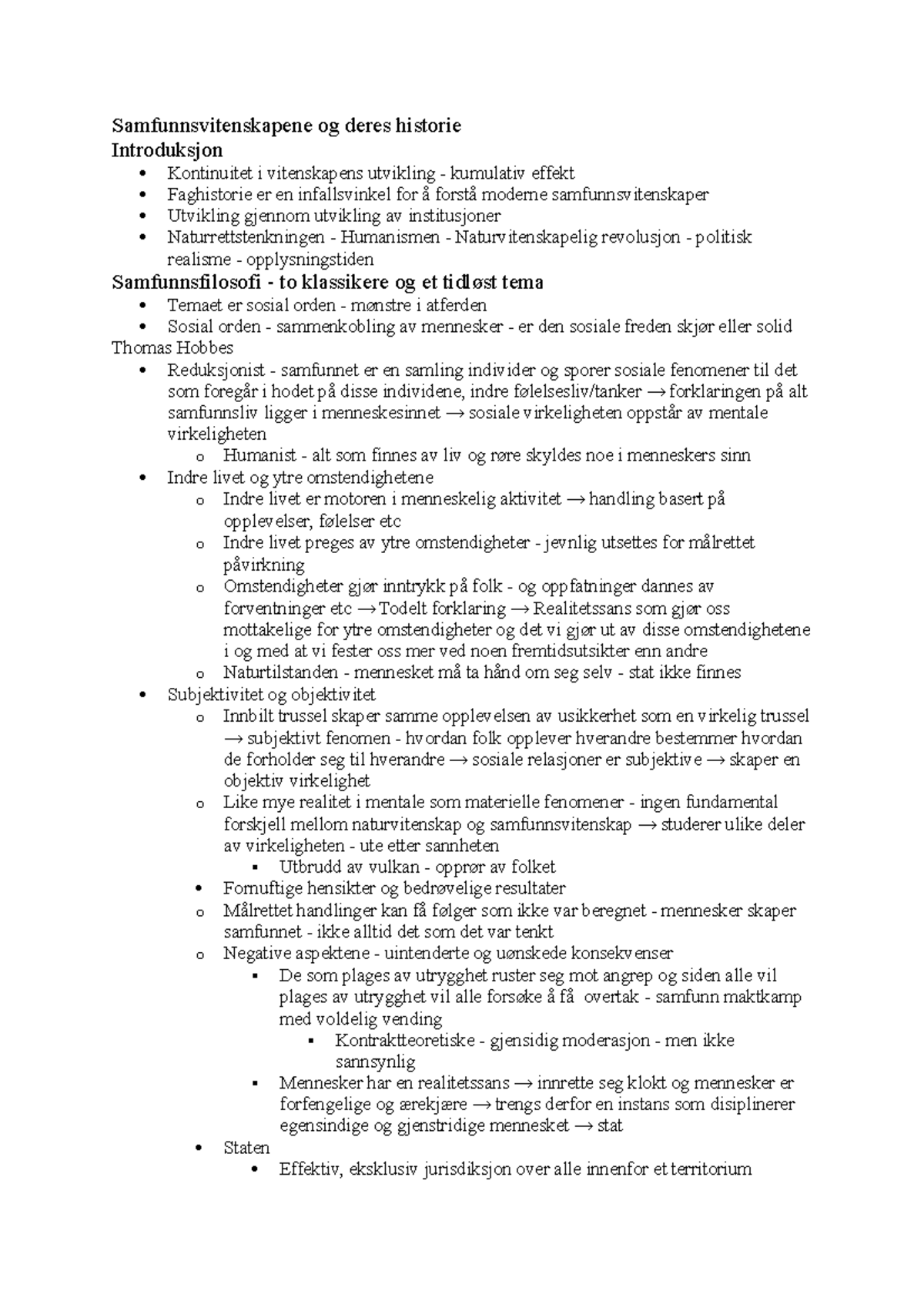 Notater fra SVEXFAC03 - Samfunnsvitenskapene og deres historie Introduksjon Kontinuitet i - Studocu