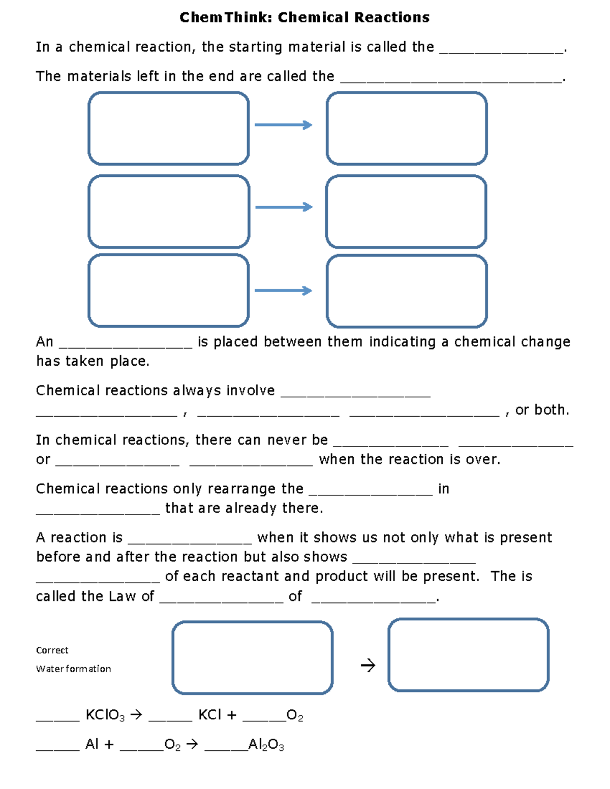 Chemthinkchemicalreactions - ChemThink: Chemical Reactions In a ...