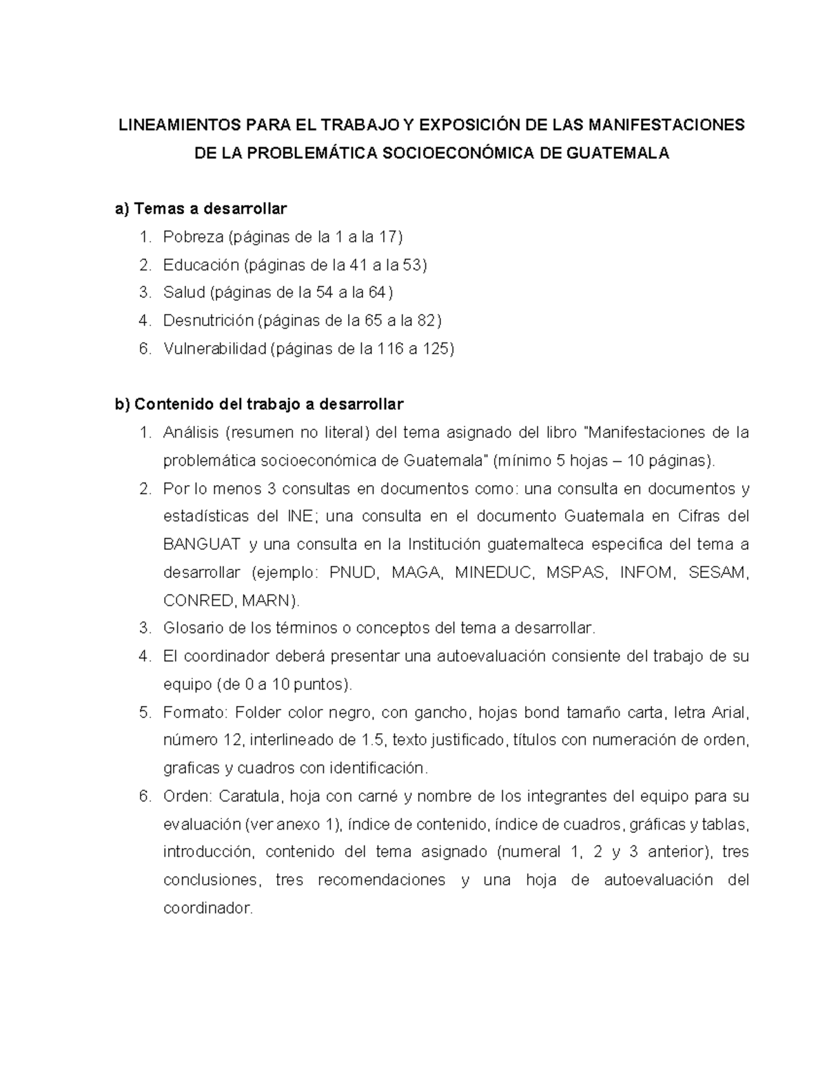 Lineamientos sobre trabajo complemento a examen final.pdf · versión 1 - LINEAMIENTOS PARA EL ...