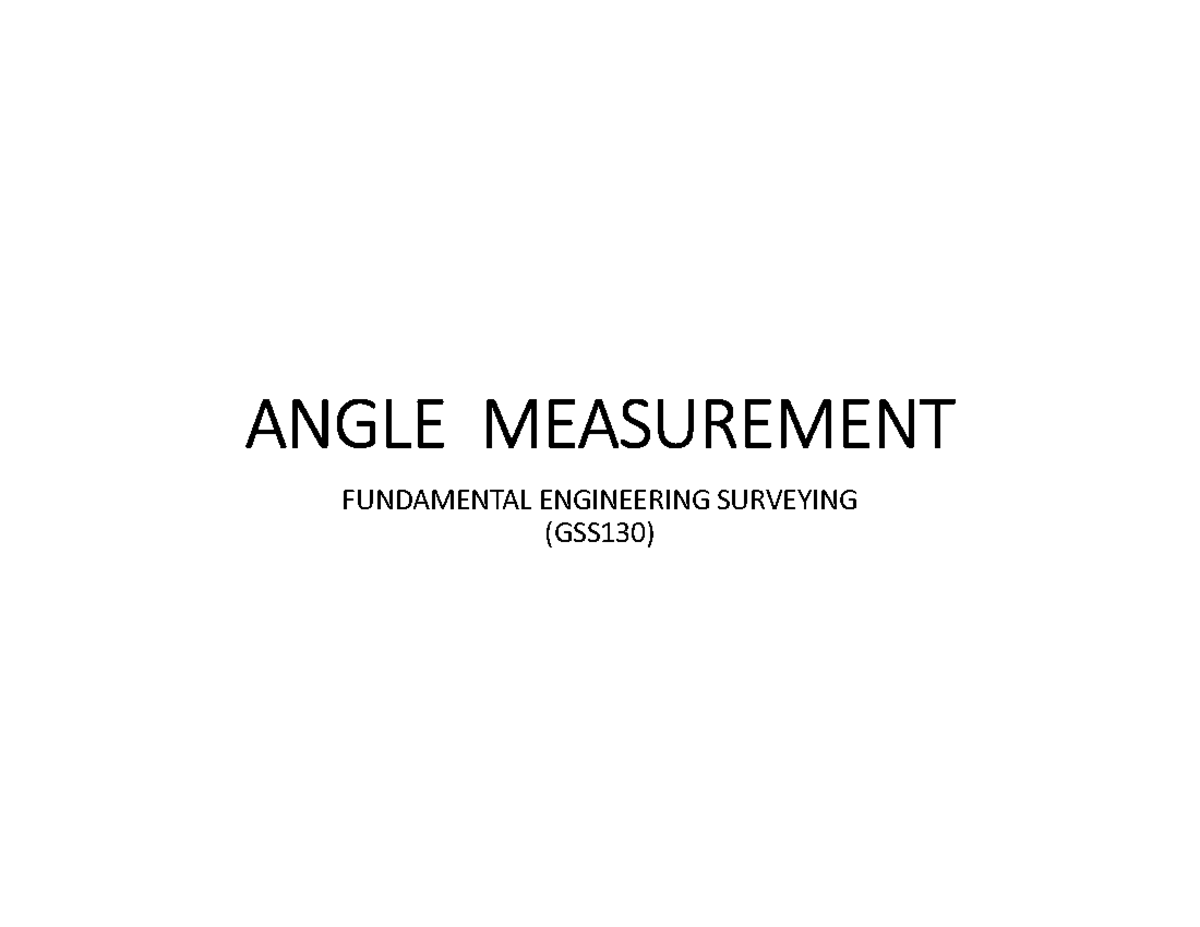 Angle Measurement Lec2 - ANGLE MEASUREMENT FUNDAMENTAL ENGINEERING ...