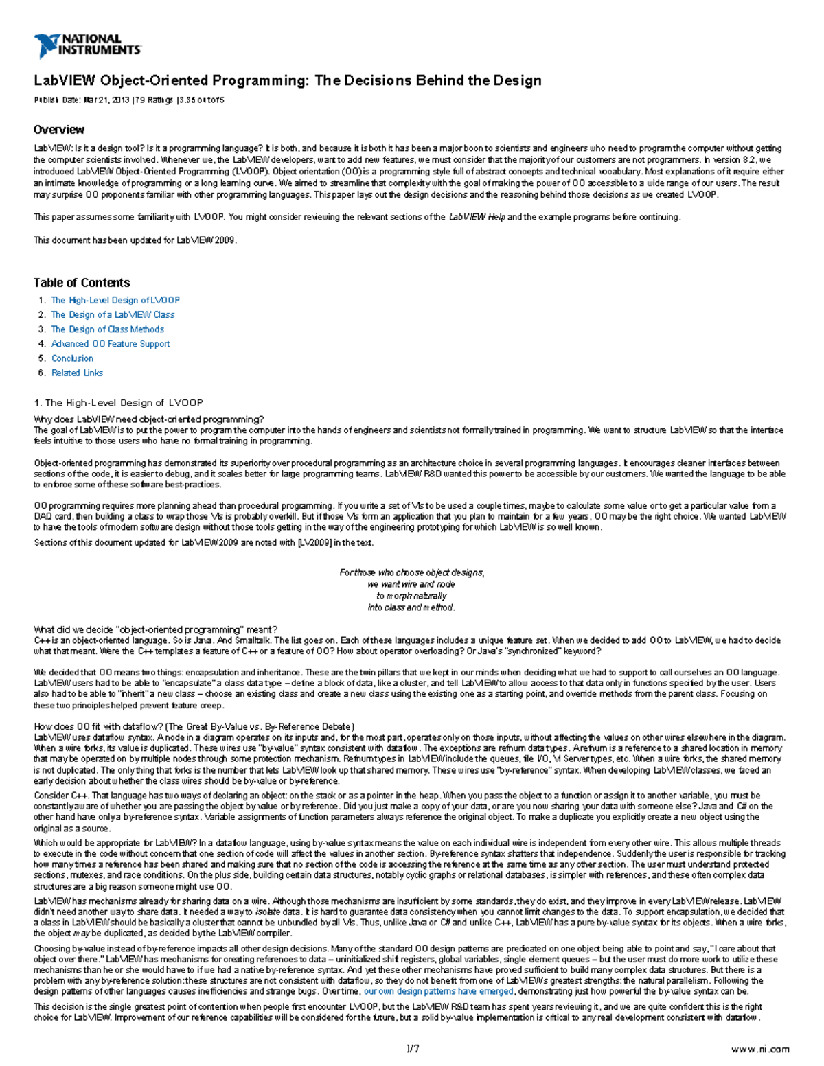 NI Tutorial 3574 en - 1. 2. 3. 4. 5. 6. LabVIEW Object-Oriented Programming: The Decisions ...