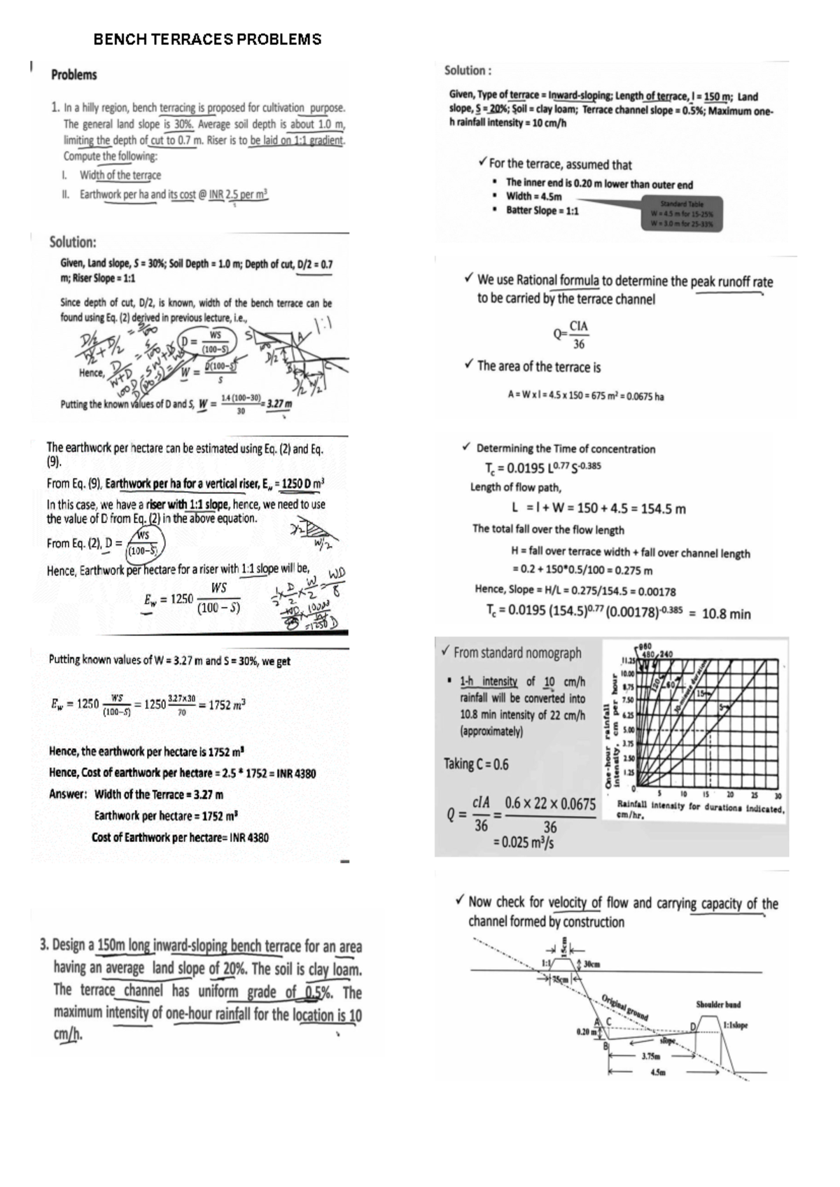 Bench AND Broad Bench Terraces Sample Problems - Agricultural and ...
