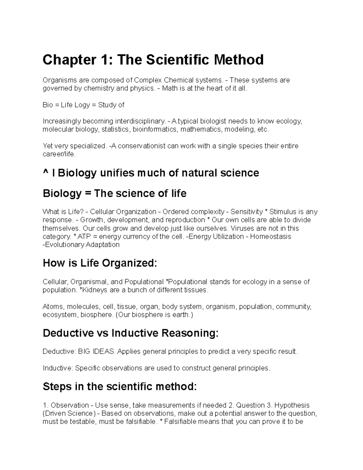Chapter 1: Scientfic Method (Biology) - Chapter 1: The Scientific ...