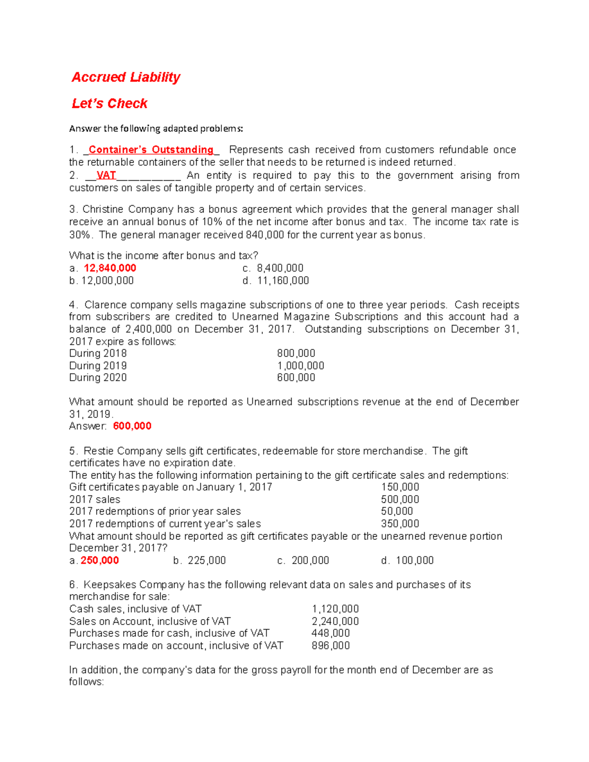Accrual Liabilities quiz - Accrued Liability Let’s Check Answer the ...