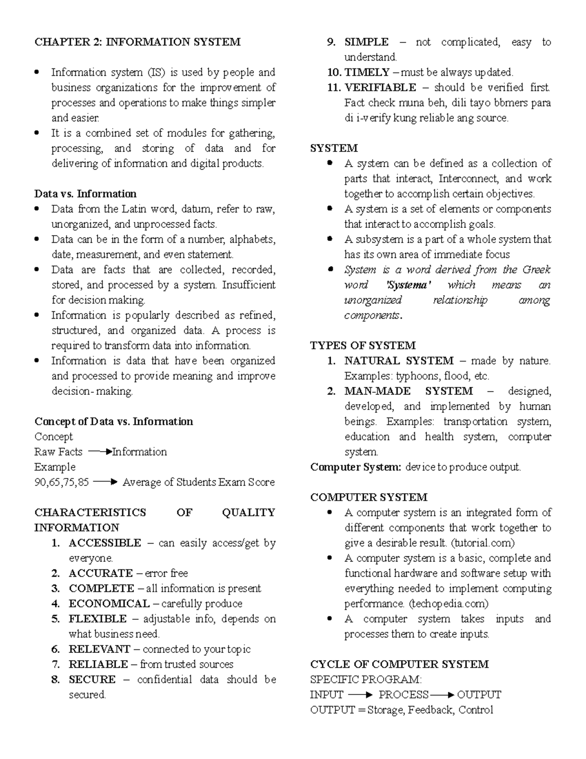 Ais-chapter-2 with notes - CHAPTER 2: INFORMATION SYSTEM Information ...