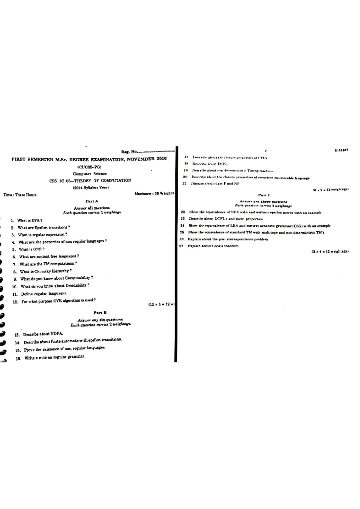 TOC qp - Srilaxmi - Computer Science - Studocu