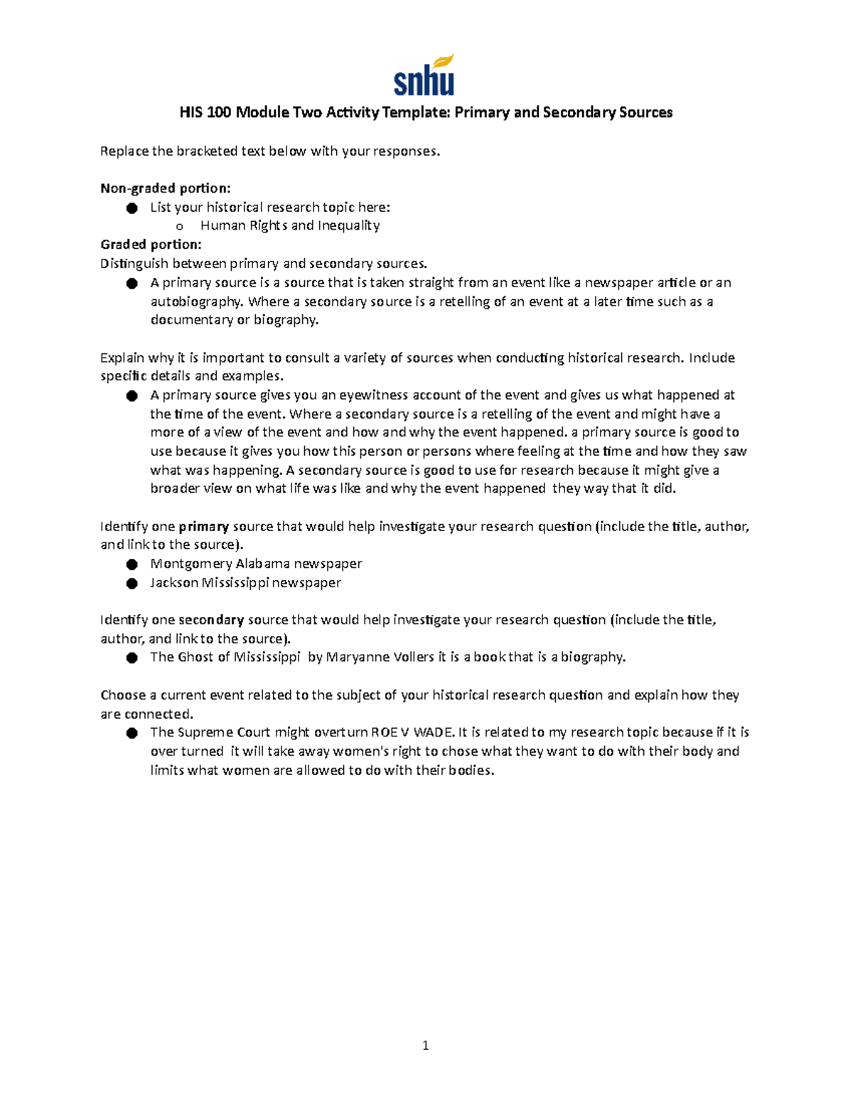 HIS 100 Module Two Activity Sources Template - HIS 100 Module Two ...