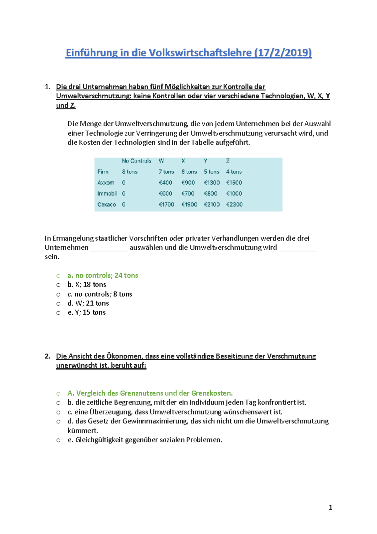 Klausur 17 Februar 2019, Fragen und Antworten - Warning: TT: undefined function: 32 Warning: TT ...
