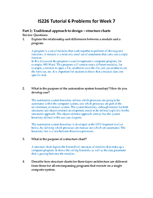 IS226 Tutorial 4 - List the six activities of systems analysis. Gather ...