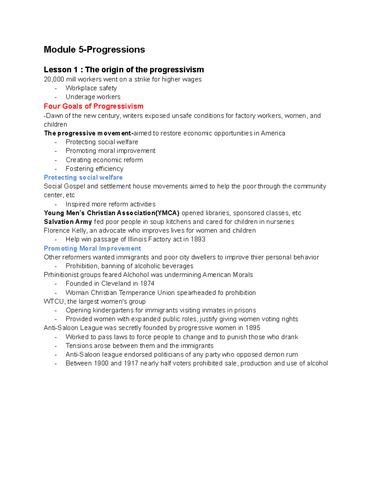 Social notes 1 - American History - Module 5-Progressions Lesson 1 ...
