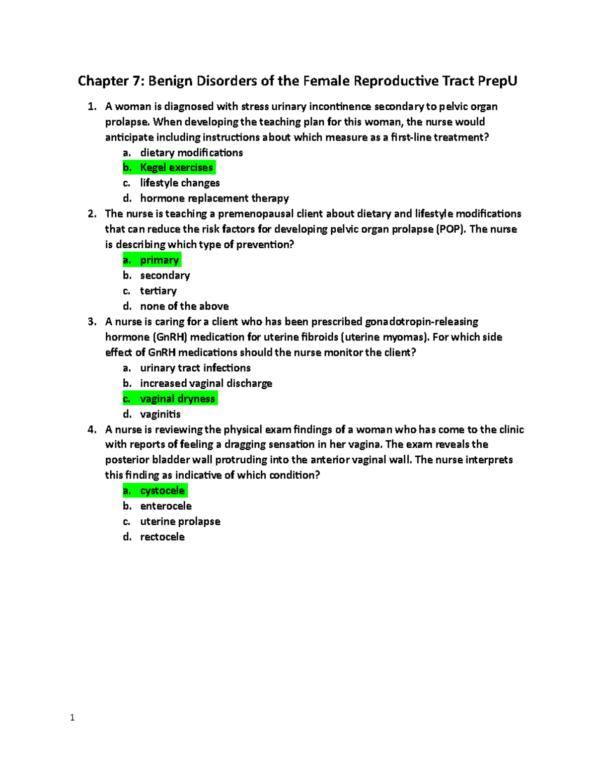 Benign Disorders of the Female Reproductive Tract Prep U - When ...