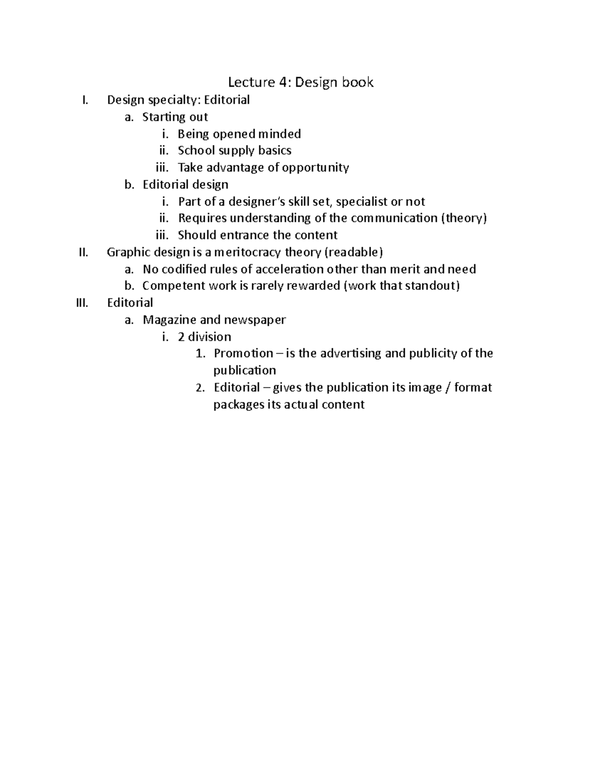 Lecture 4- Design book - I. II. III. Lecture 4: Design book Design ...