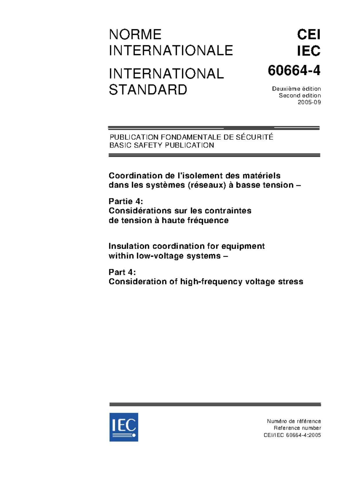IEC 60664-4-2005 - NORMA INTERNACIONAL - NORME INTERNATIONALE CEI IEC ...