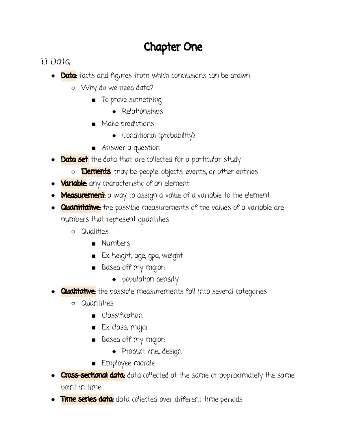 Chapter ONE - Prof Nielson - Chapter One 1 Data Data: facts and figures ...