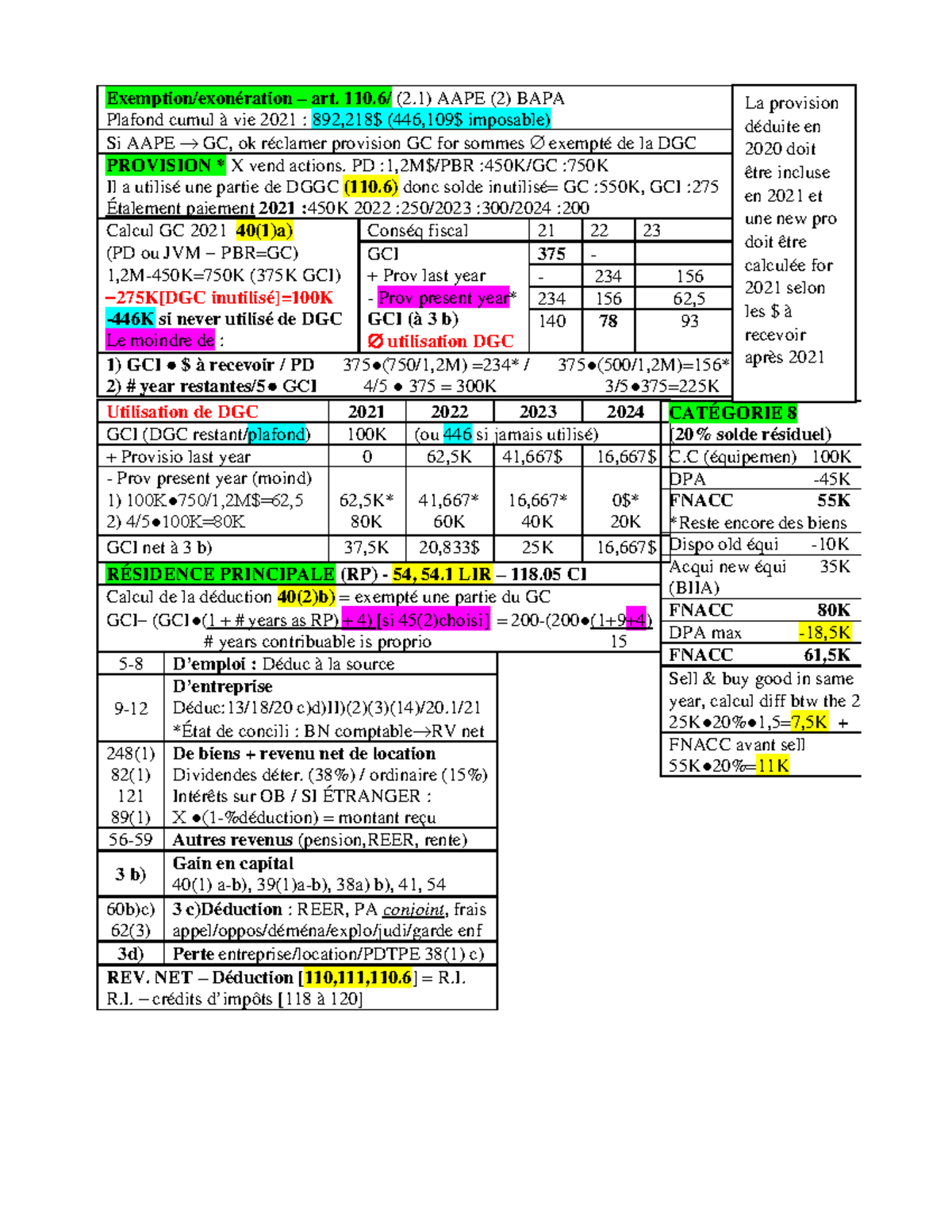 Feuille DE NOTE - EXAM Final Version Finale - 5 - 8 D’emploi : Déduc à ...