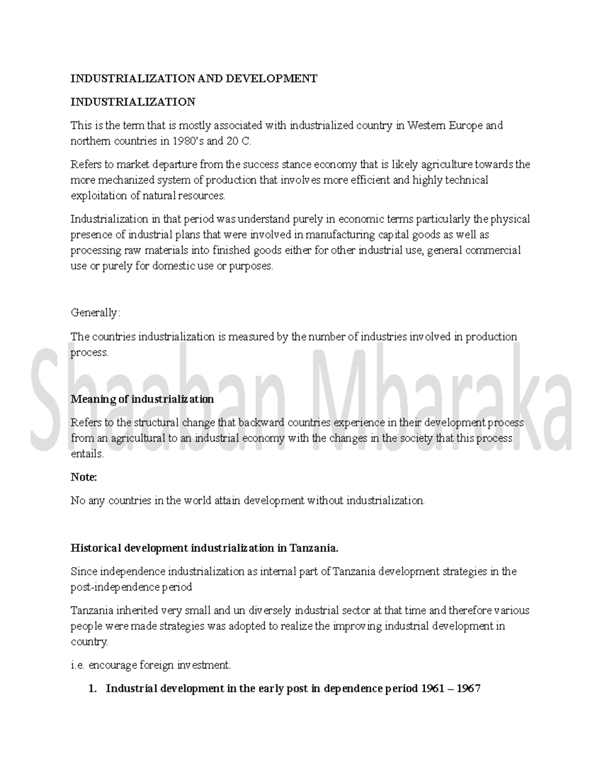 Industrialization AND Development - INDUSTRIALIZATION AND DEVELOPMENT ...