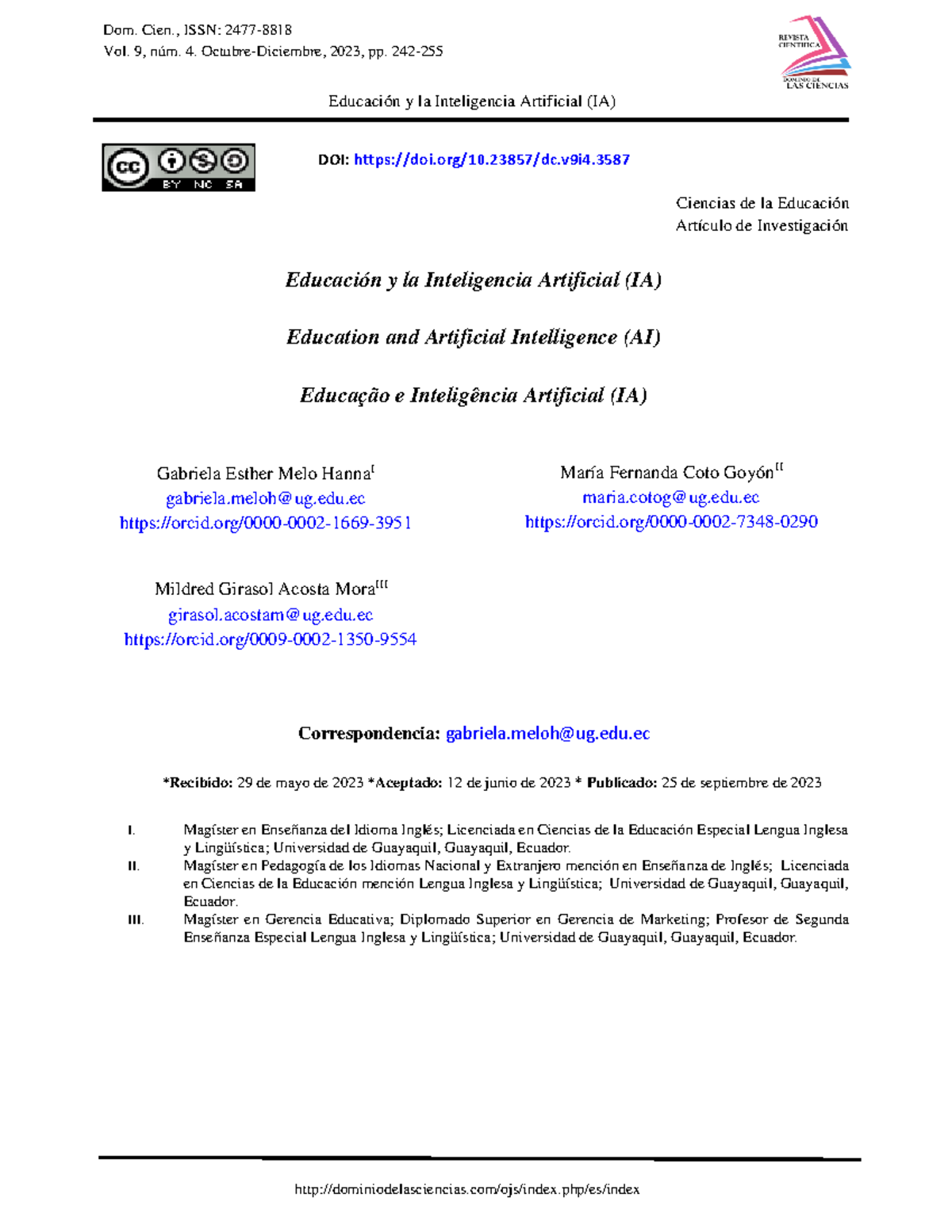 Educación+y+la+Inteligencia+Artificial- Dominio - DOI: doi/10.23857/dc ...