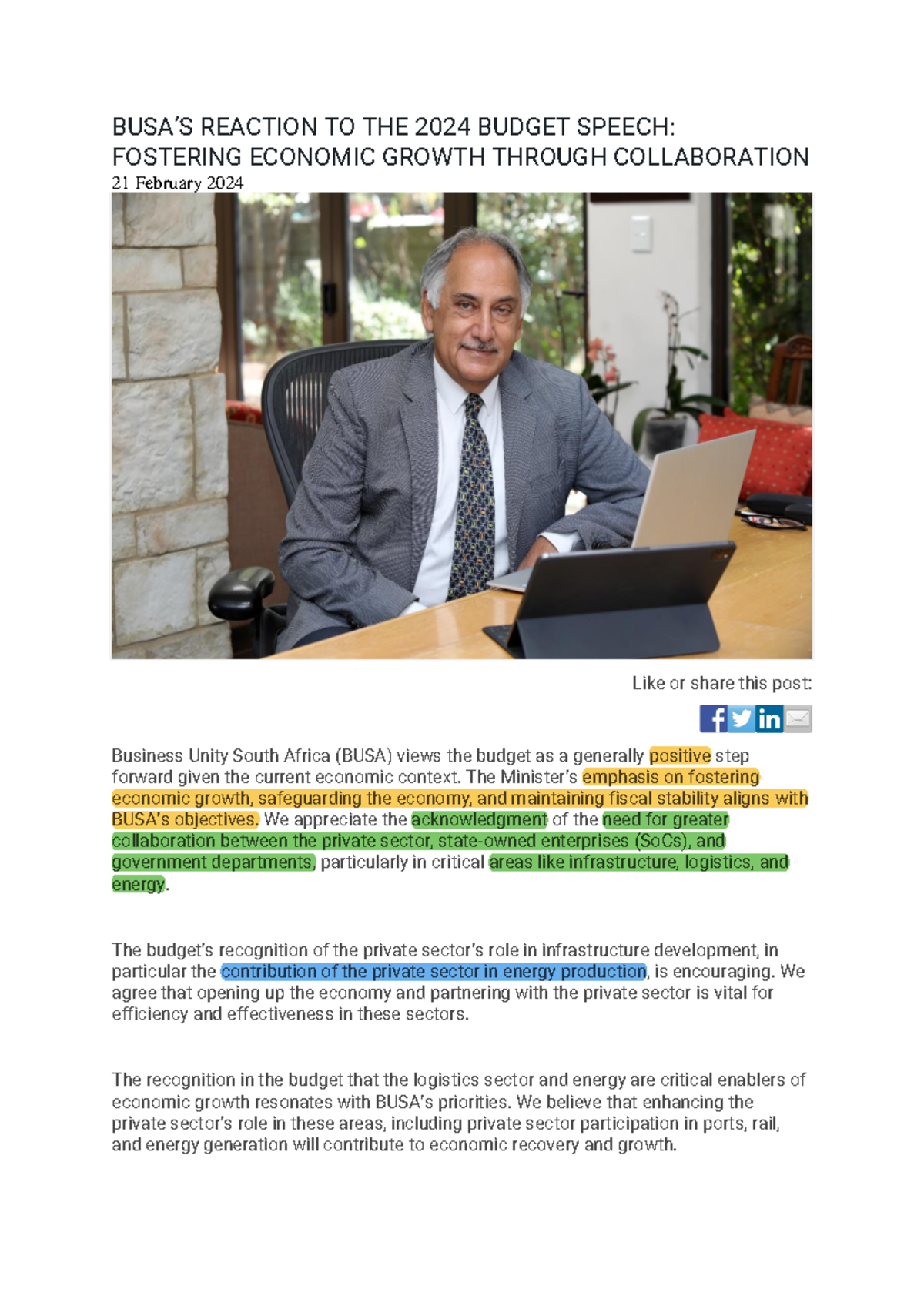 BUSA responds to Budget Speech 2024 - BUSA’S REACTION TO THE 2024 ...