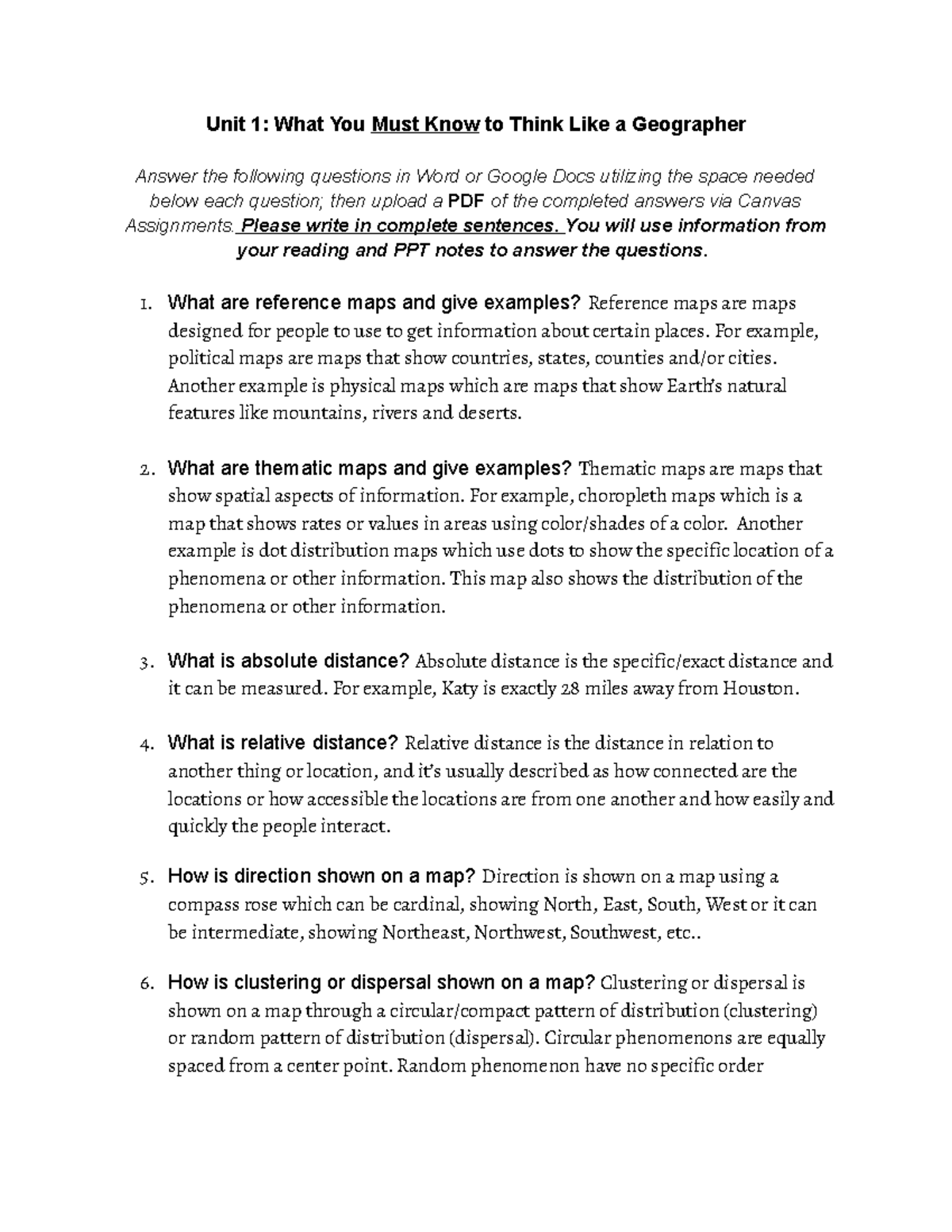 Unit 1 What You Must Know to Think Like a Geographer - Unit 1: What You ...