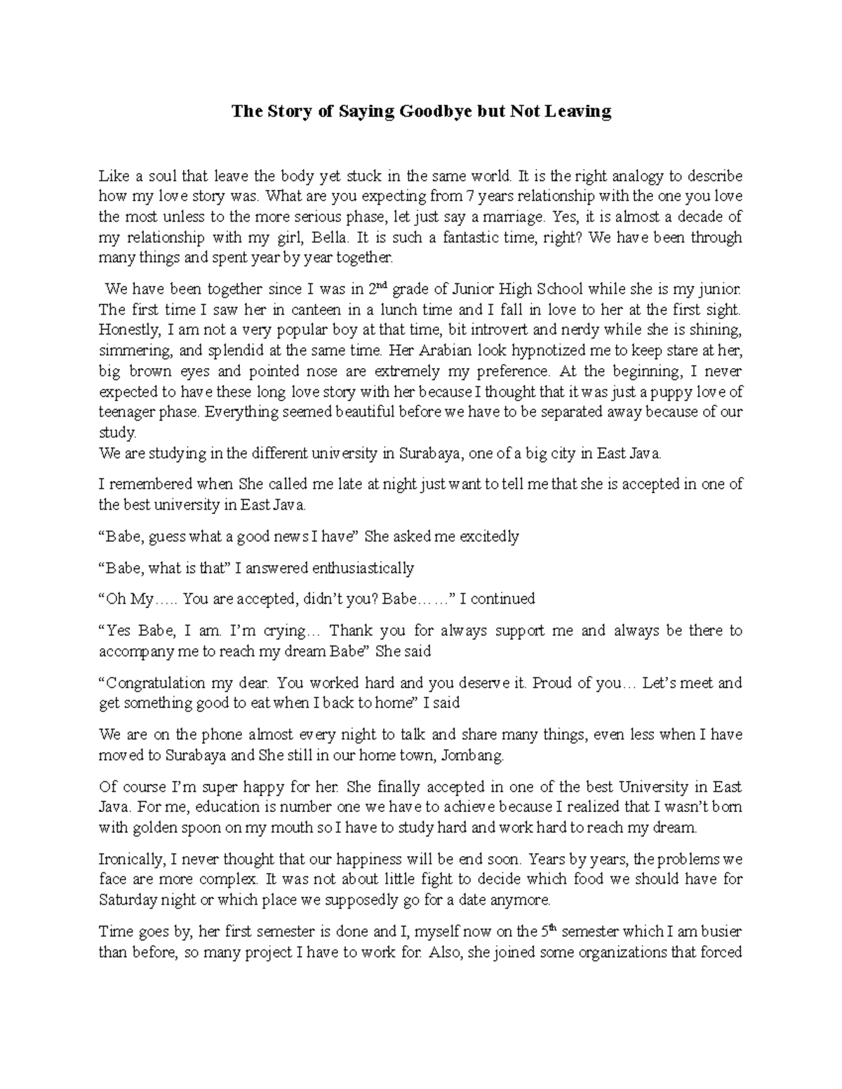 Academic Writing Short Story - The Story of Saying Goodbye but Not ...