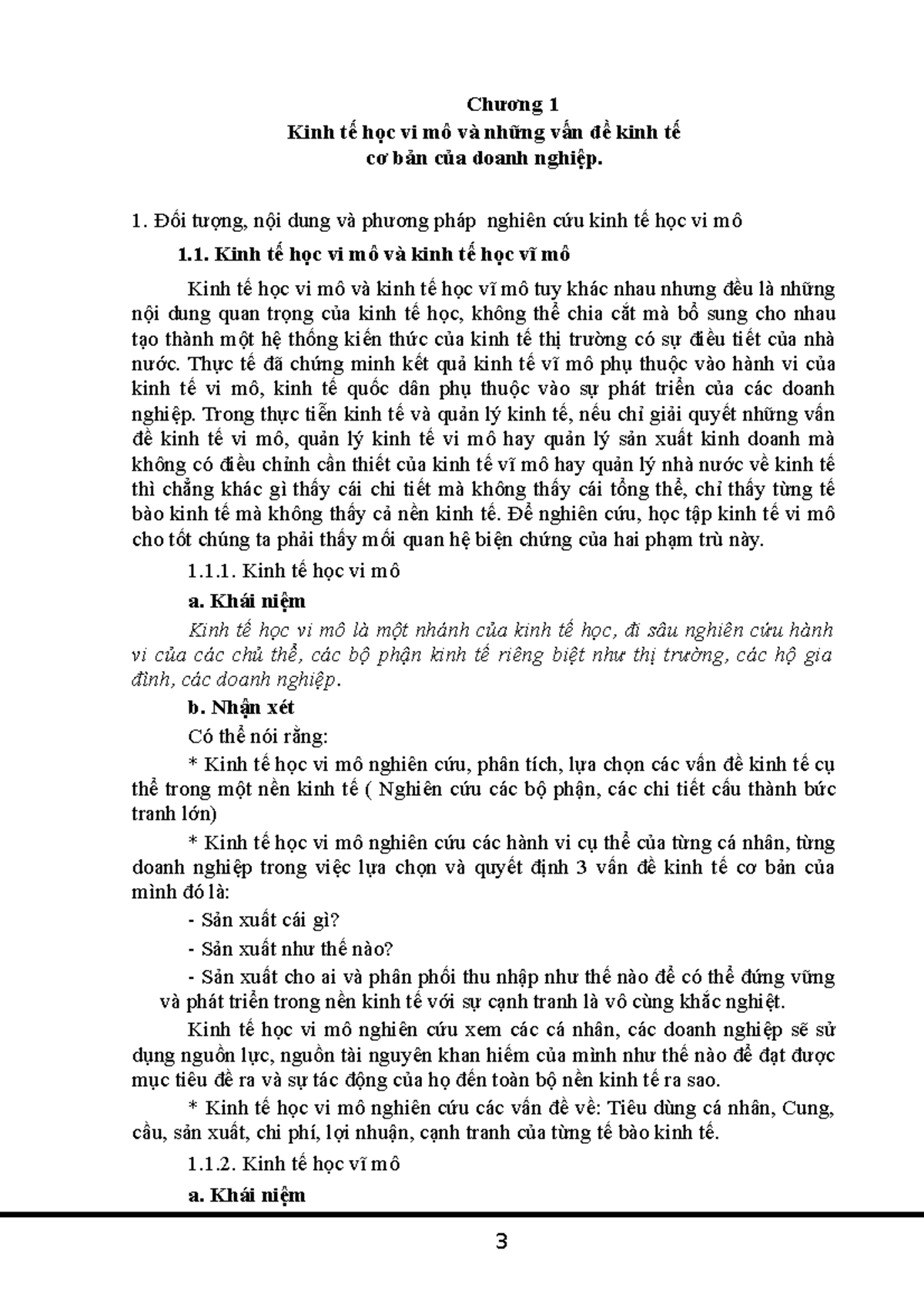 Kinh te vi mo - Kinh tế vi mô và kinh tế tài nguyên - Chương 1 Kinh tế học vi mô và những vấn đề ...