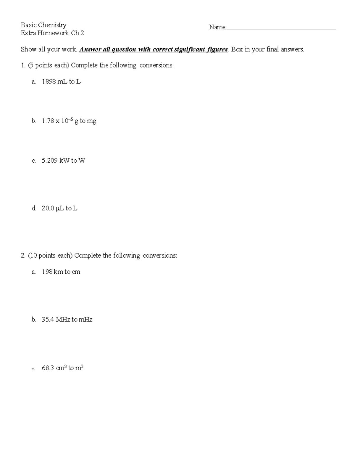 Basic Chem Extra HW Ch 2 - the teachers name is Dr. Elguézabal. - Basic ...
