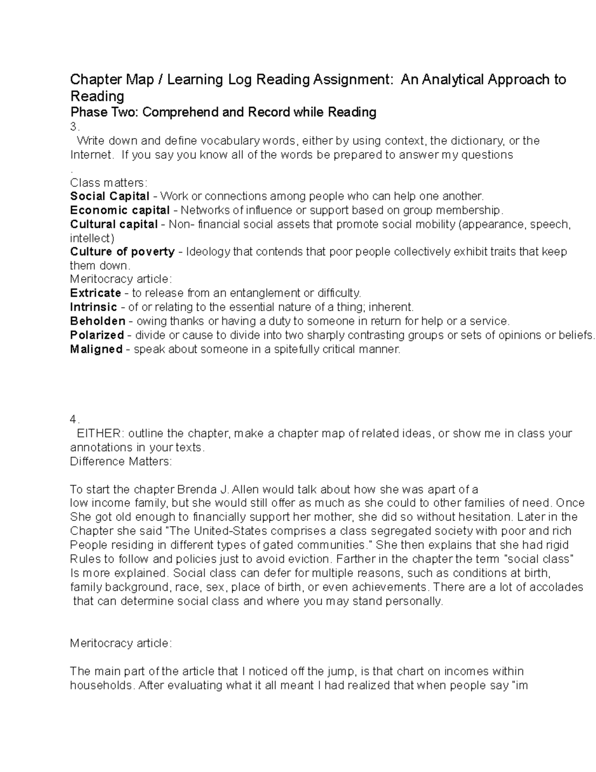 learning log 10, lecture notes - Chapter Map / Learning Log Reading ...