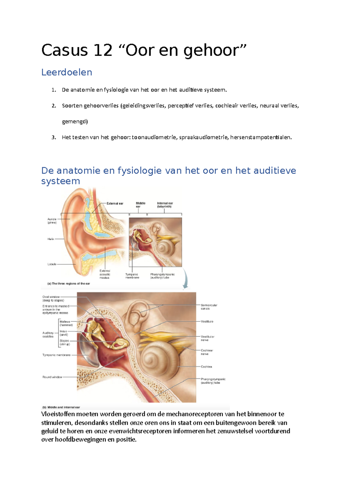 Blok 4 casus 12: oor en gehoor - Casus 12 “Oor en gehoor” Leerdoelen De ...