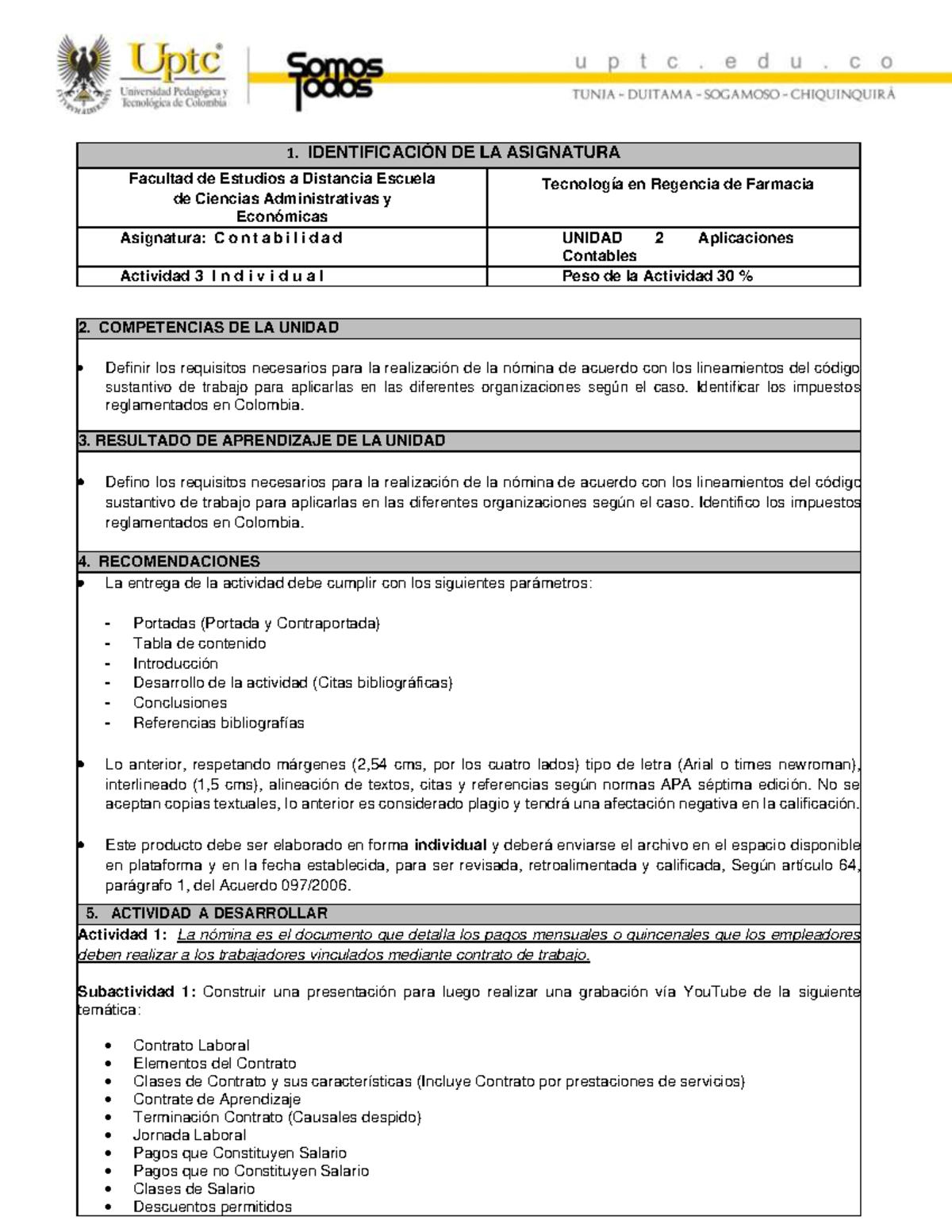 Actividad 3 Contabilidad TRF - 1. IDENTIFICACIÓN DE LA ASIGNATURA Facultad de Estudios a ...