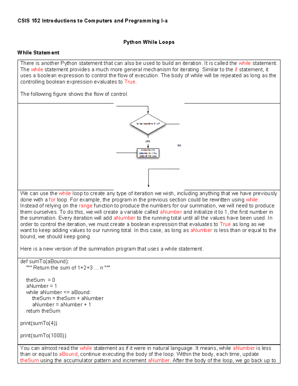 Introduction to Python While Loops - Studocu