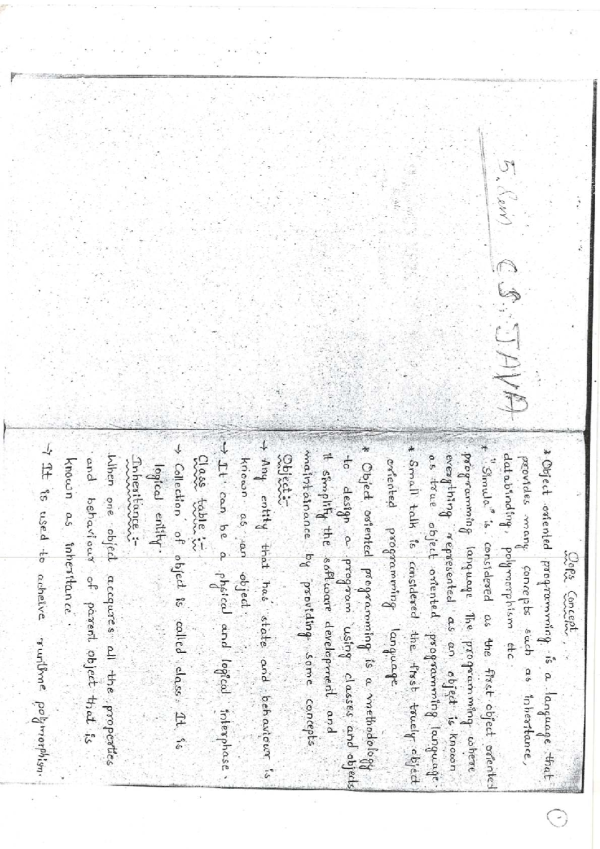 Prog In Java Full Notes Oops Concept 1 Object Oriented Programming Is A Language That 5 M