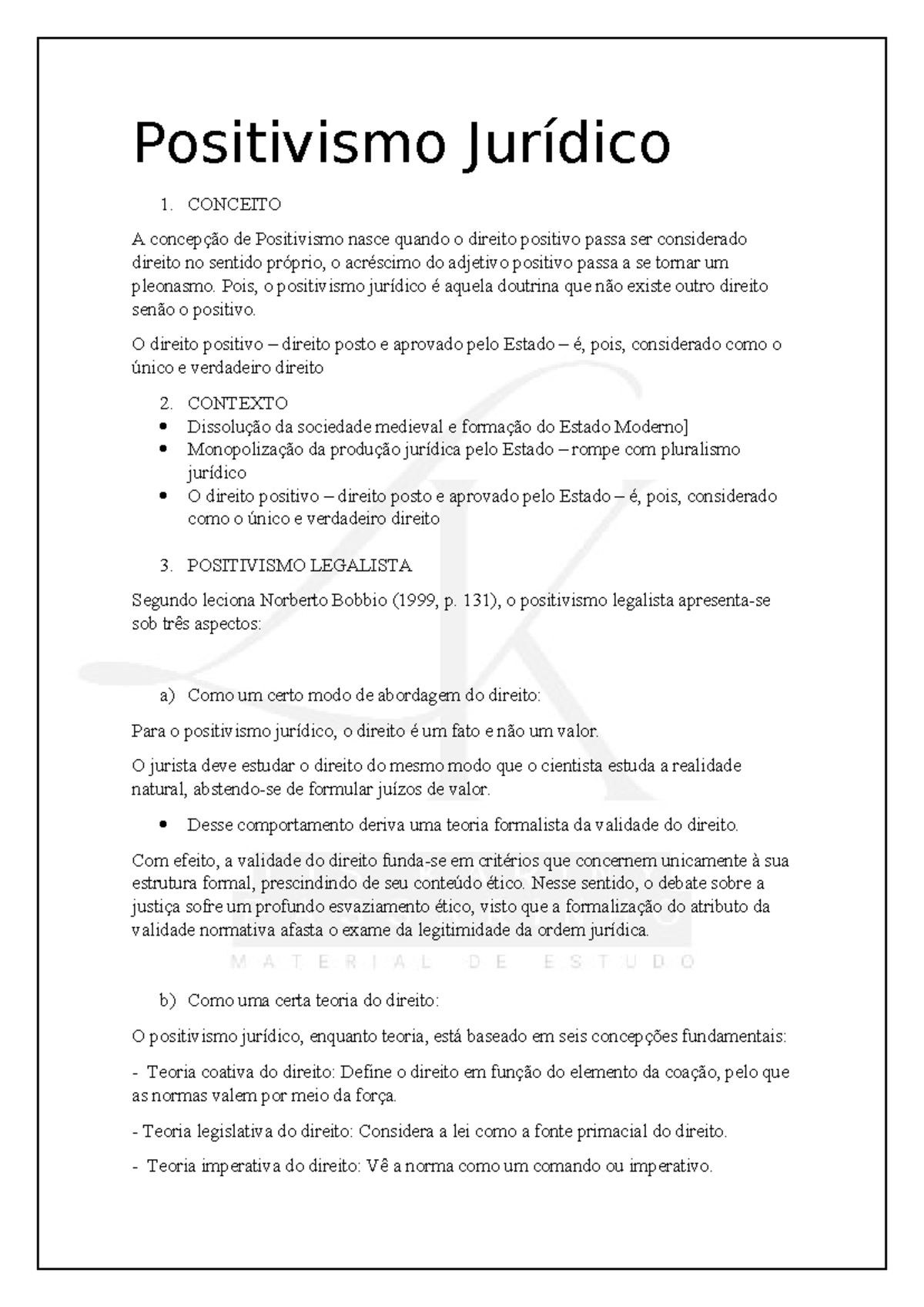 Positivismo Jurídico - Resumo Teoria do Direito - Positivismo Jurídico ...