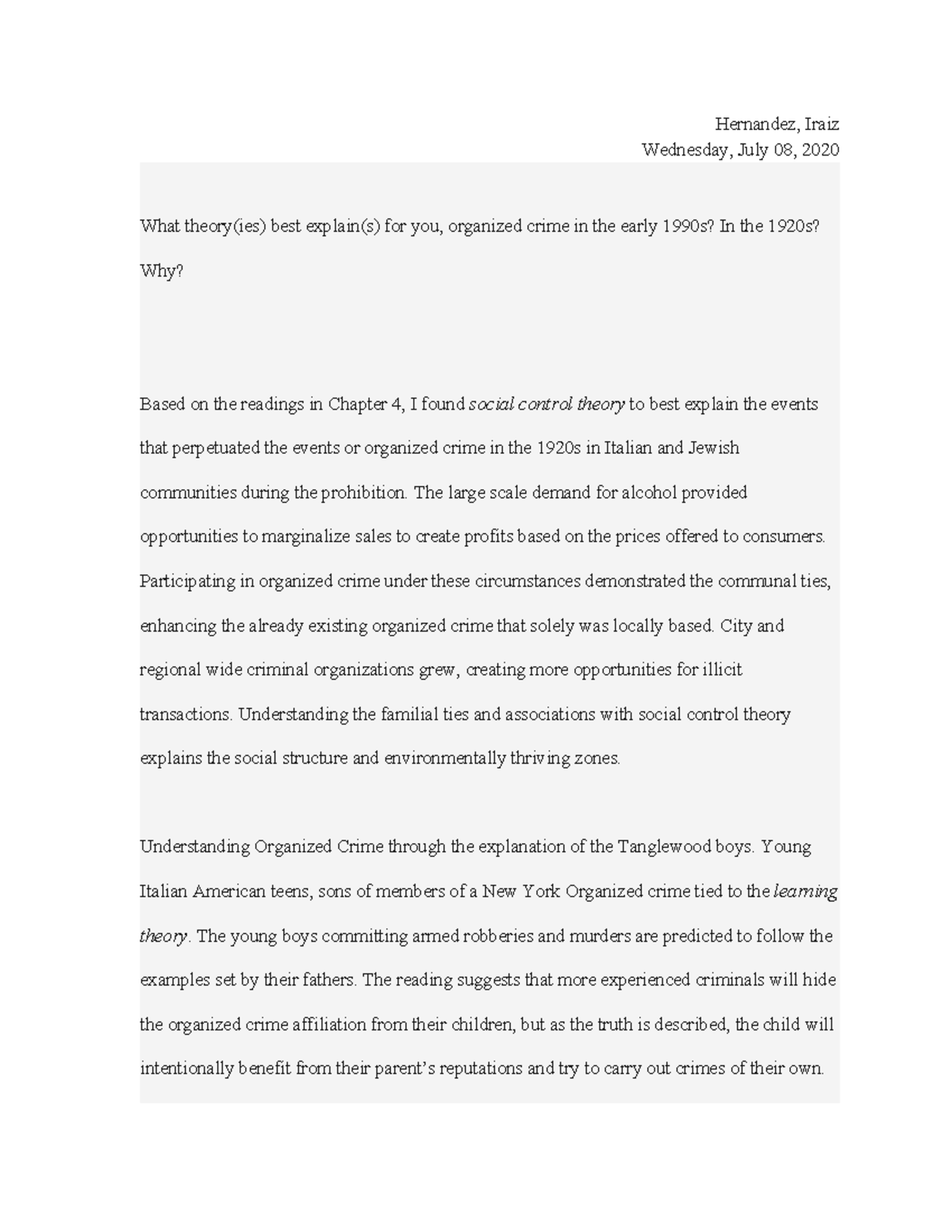 Assignment #6- SOC 341 - Hernandez, Iraiz Wednesday, July 08, 2020 What ...