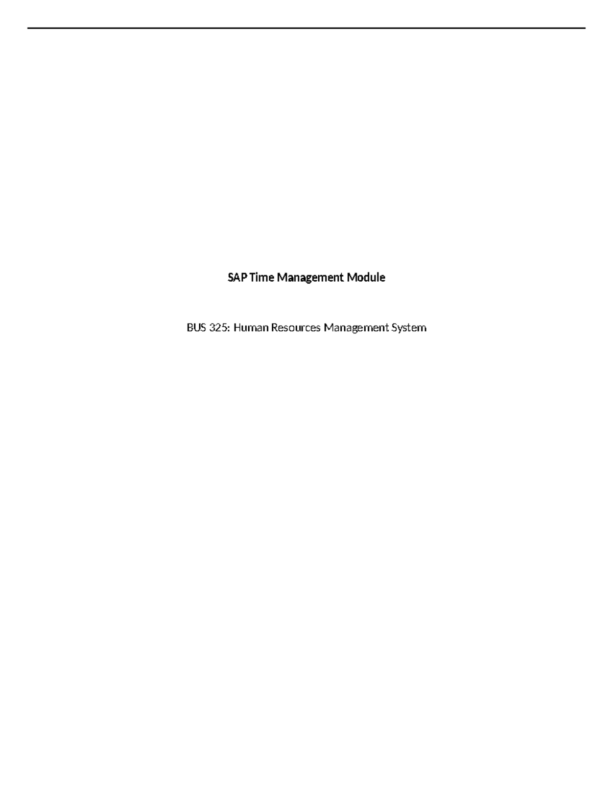 HRMS Time Management - Discussion Post - SAP Time Management Module BUS ...
