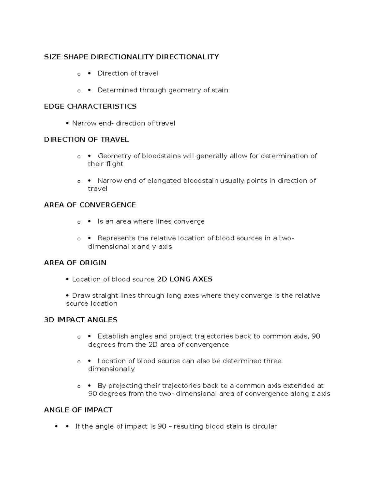 Forensic 11 - ANTH 357 - SIZE SHAPE DIRECTIONALITY DIRECTIONALITY o ...