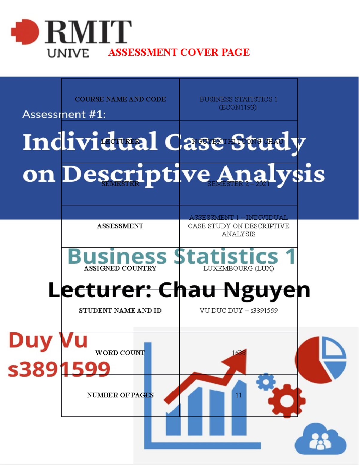 ASM business statistics - ASSESSMENT COVER PAGE COURSE NAME AND CODE ...