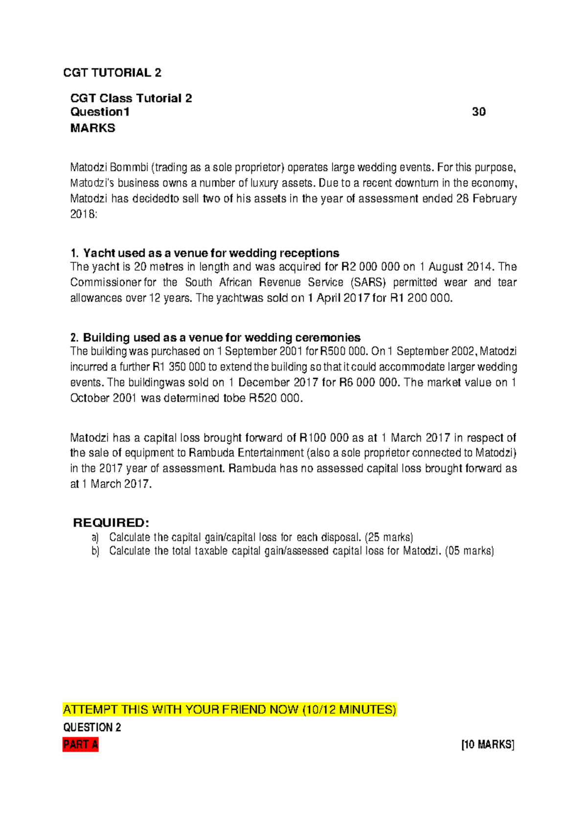 CGT Tutorial 2 C2-1 - CGT TUTORIAL 2 CGT Class Tutorial 2 Question1 30 ...