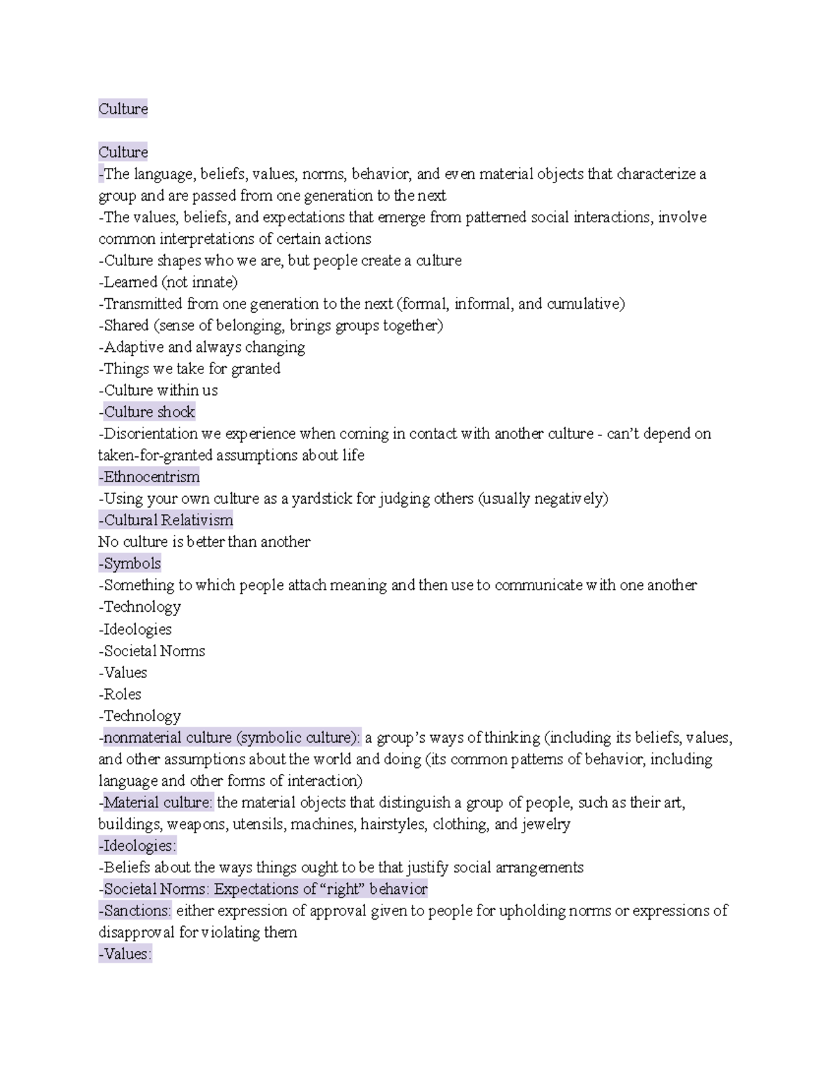 Culture Ch - Intro to Sociology notes from the book and lecture by ...