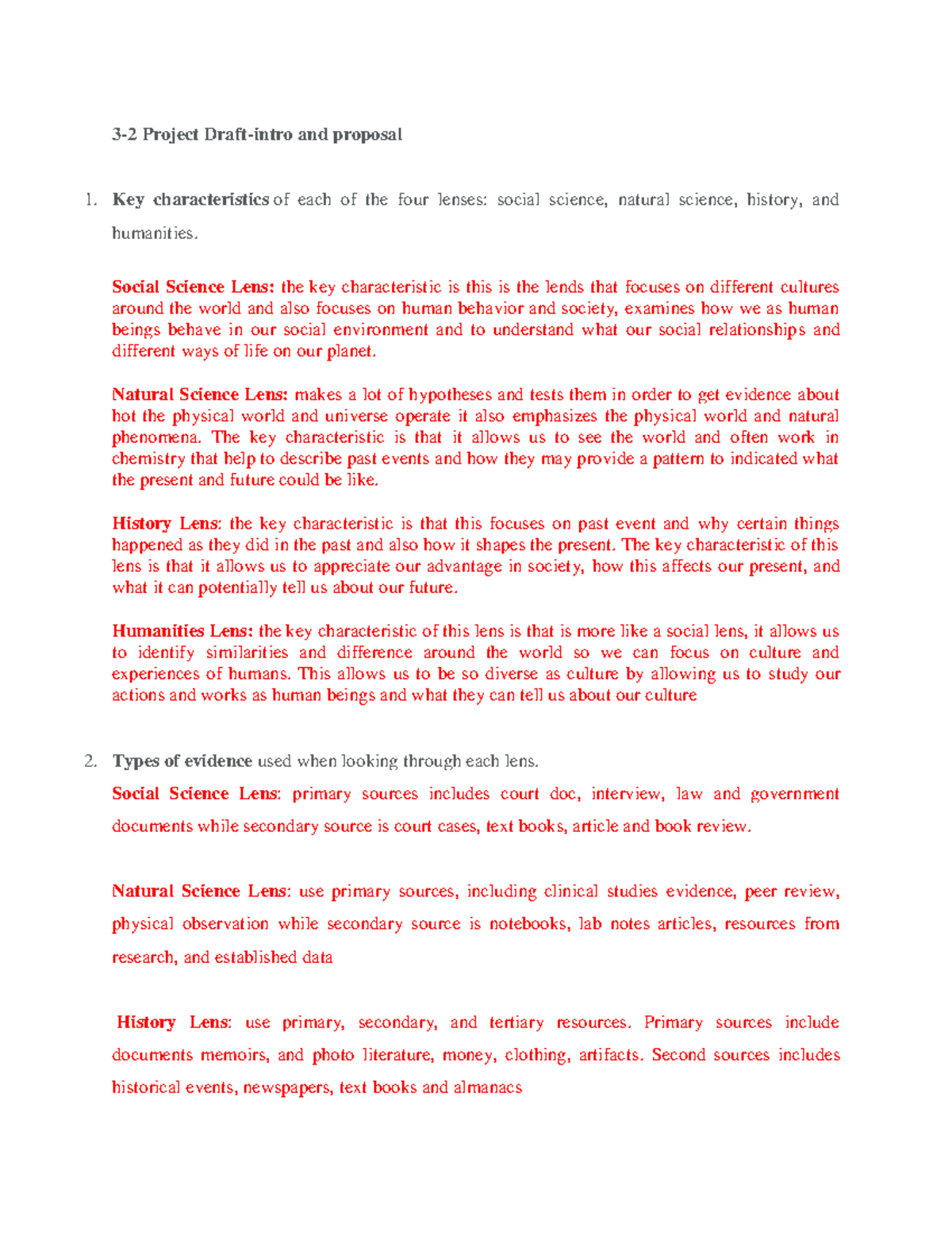 3-2 intro and proposal draft - 3-2 Project Draft-intro and proposal Key characteristics of each ...