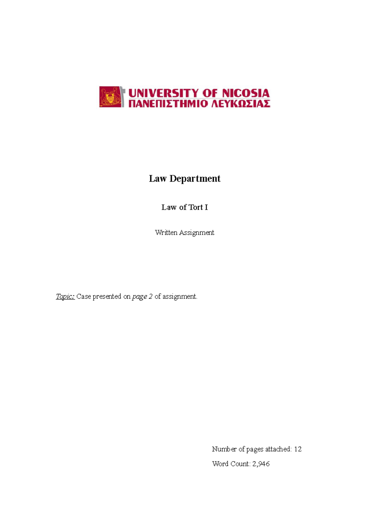 Law of Tort-Assignment 2016 - Law Department Law of Tort I Written ...