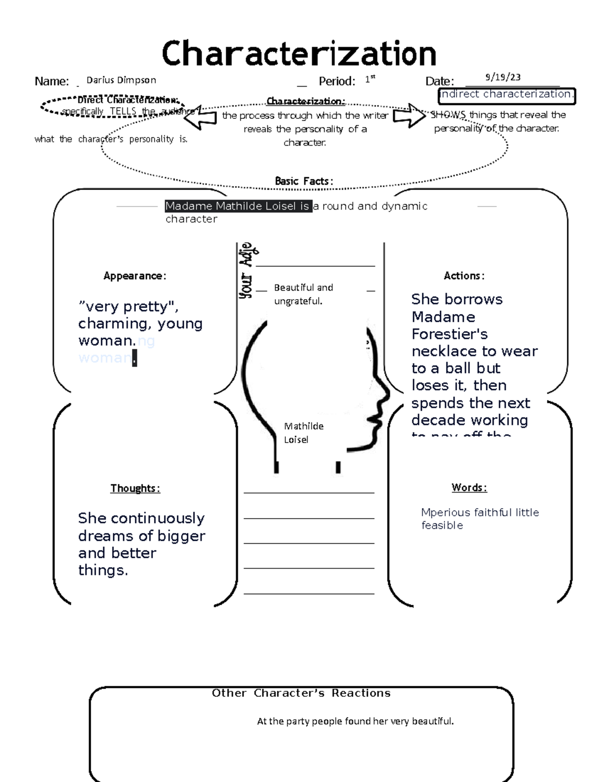 The Necklace - aaaaa - Direct Characterization: specifically TELLS the ...