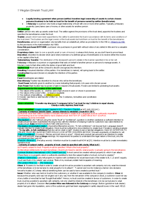 Exam cheat sheet notes - Trusts exam notes: Week 5: Structure of a ...