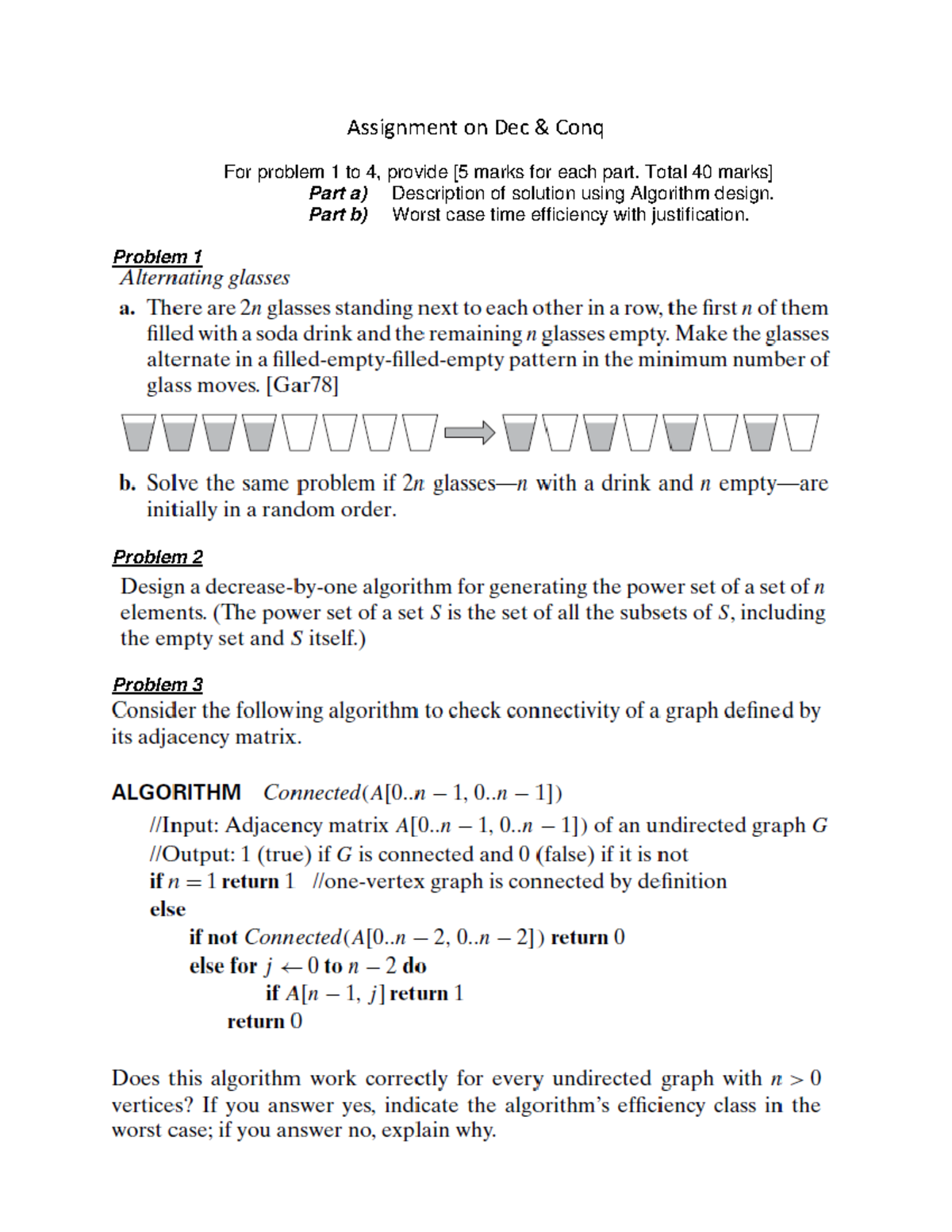 Exam 2 January 2017, questions and answers - Assignment on Dec & Conq ...