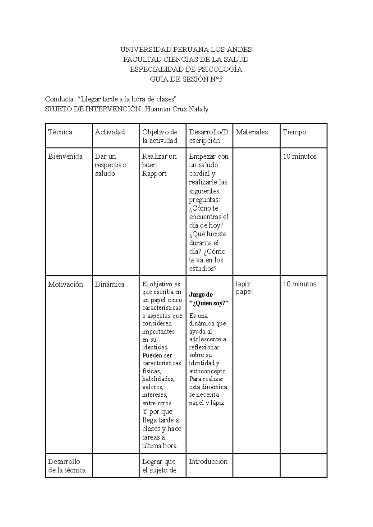 Guia 5 - ccc - UNIVERSIDAD PERUANA LOS ANDES FACULTAD CIENCIAS DE LA ...