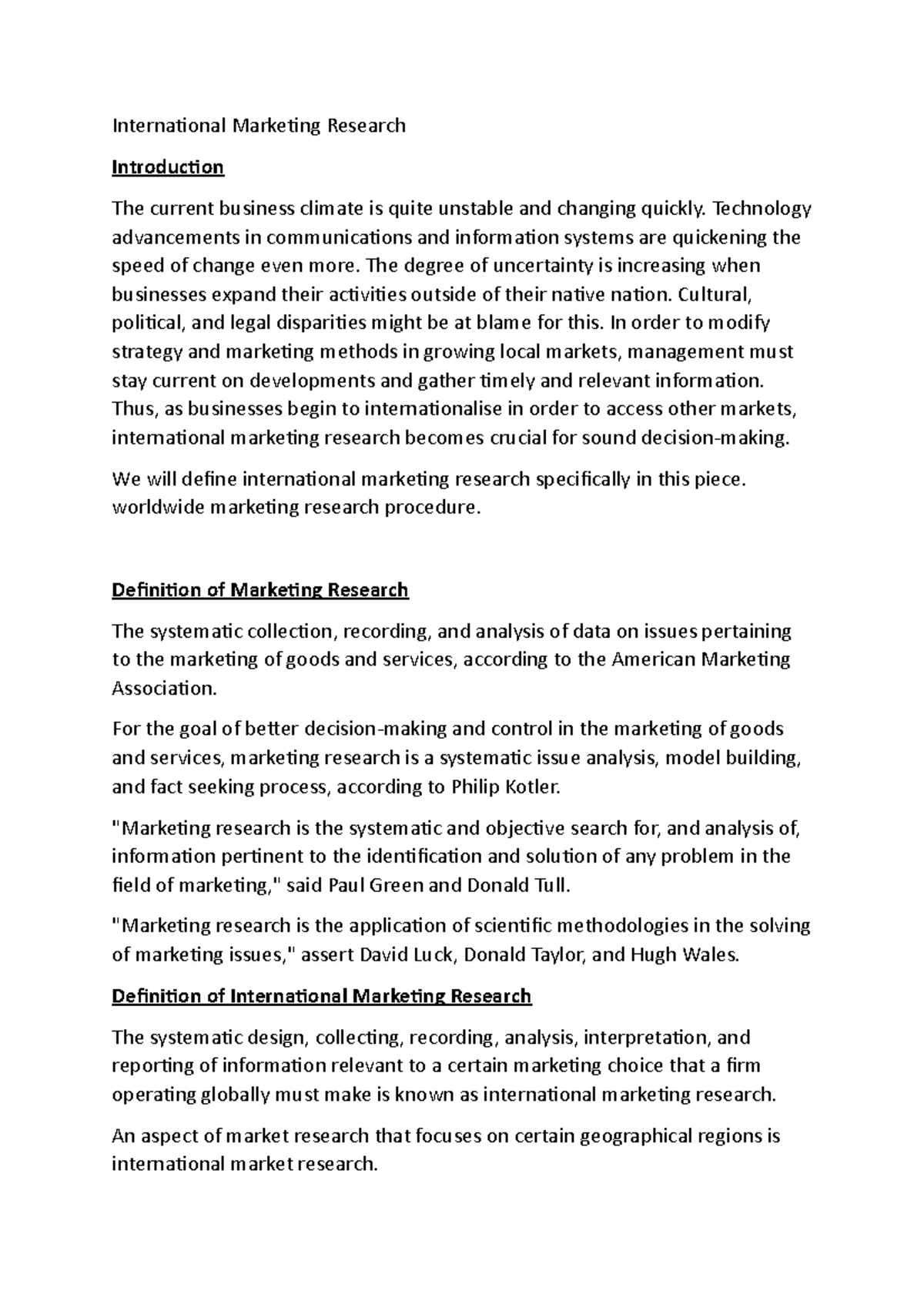 International Marketing Research - International Marketing Research ...